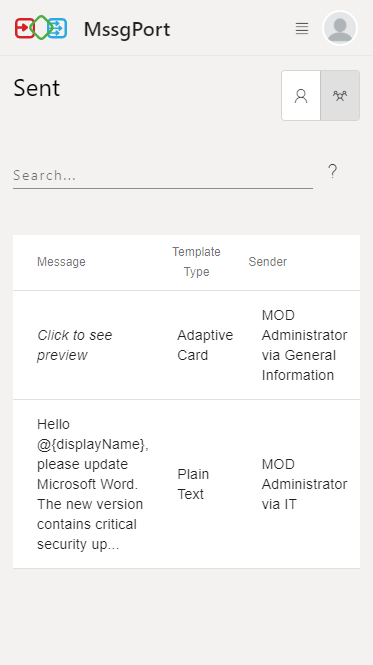 Sent / Outbox – MssgPort